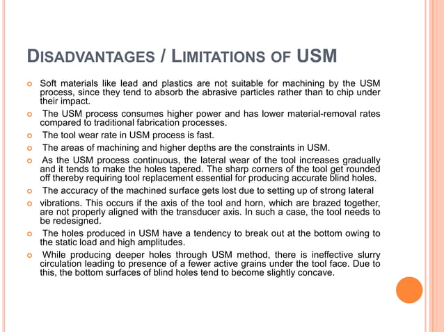 Ultrasonic machining process (USM) | PPTX | Physics | Science