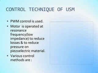 Ultra sonic motor | PPTX | Physics | Science