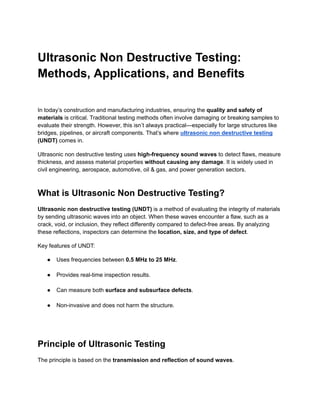 Ultrasonic Non Destructive Testing_ Methods, Applications, and Benefits ...