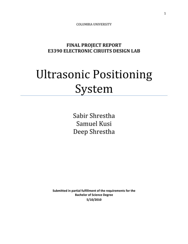 Ultrasonic Positioning System | PDF