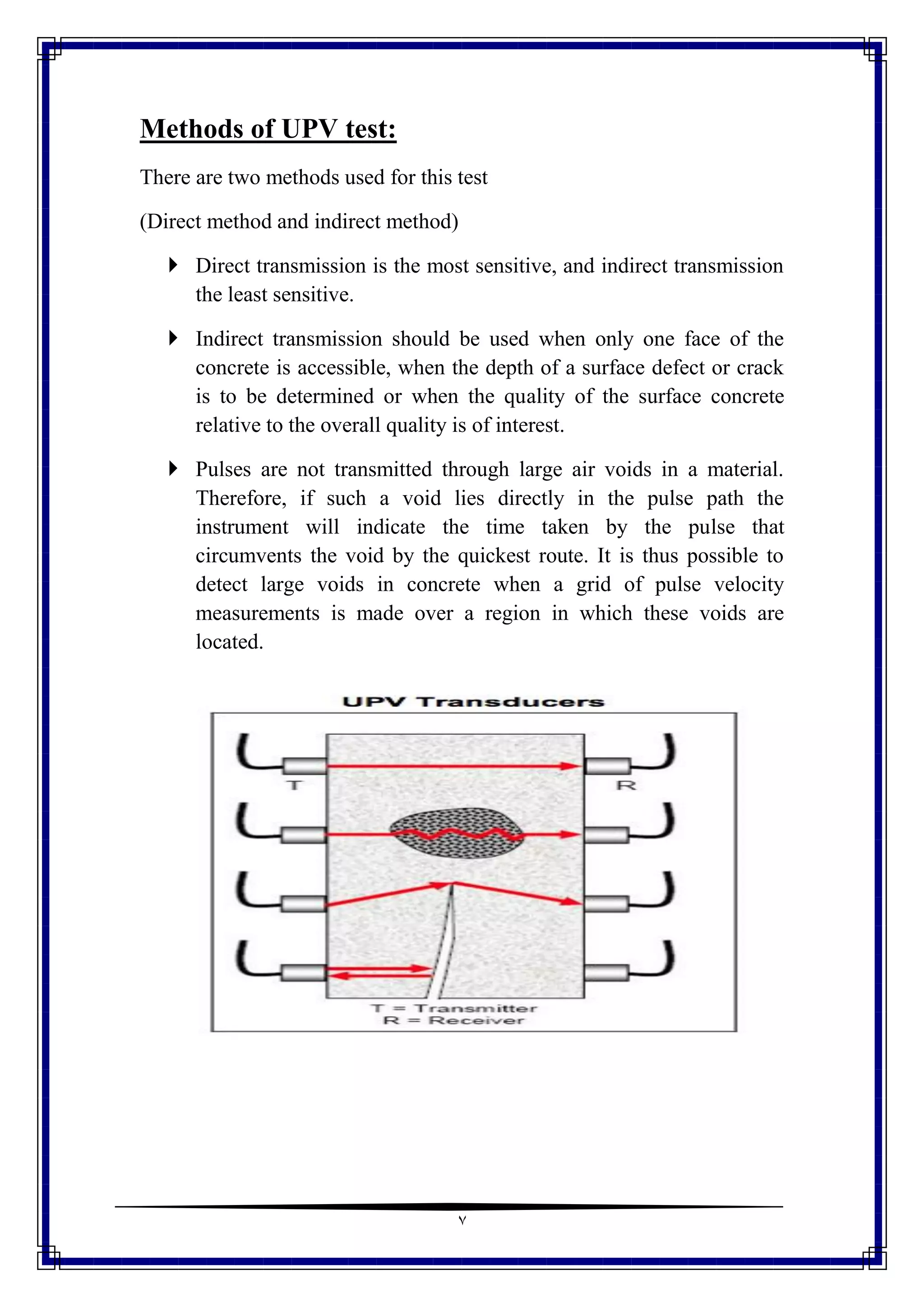 Ultra sonic pulse velocity test for concrete as nondestructive test ...