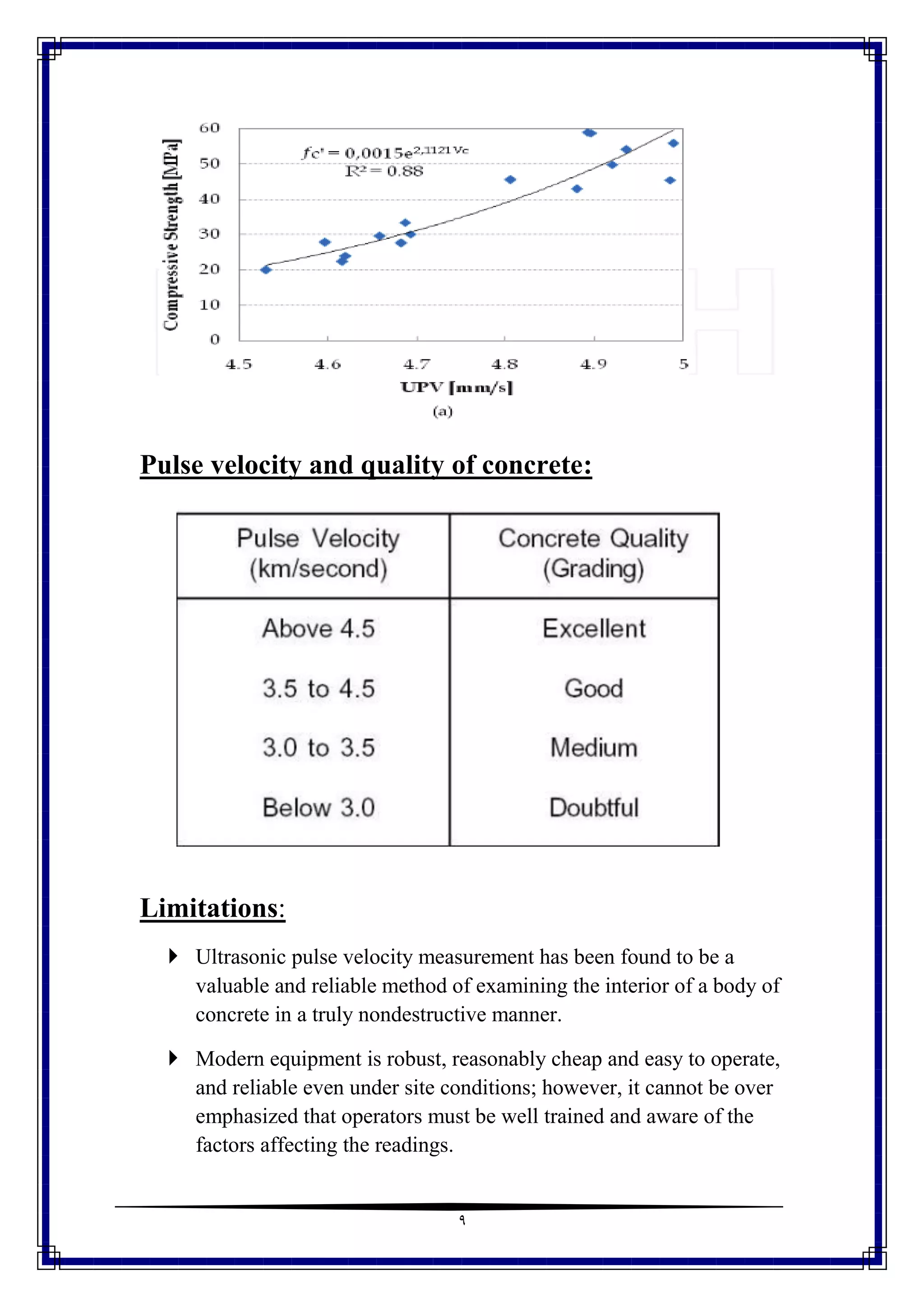 Ultra sonic pulse velocity test for concrete as nondestructive test ...