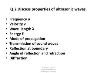 Fundamentals of Ultrasonic waves and applications | PPTX
