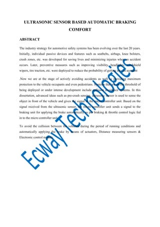 Ultrasonic sensor based automatic braking comfort | PDF