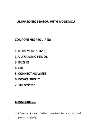 Ultrasonic sensor with nodemcu | DOCX