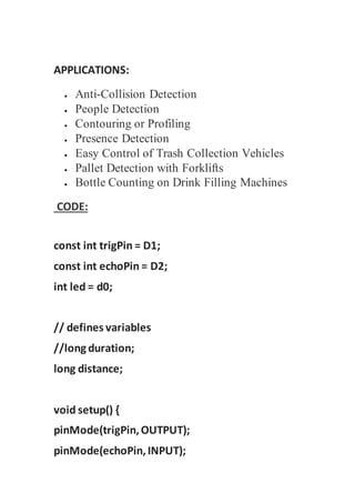Ultrasonic sensor with nodemcu | DOCX