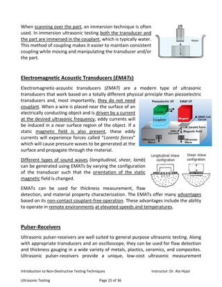 Ultrasonic Testing Notes lecture content | PDF