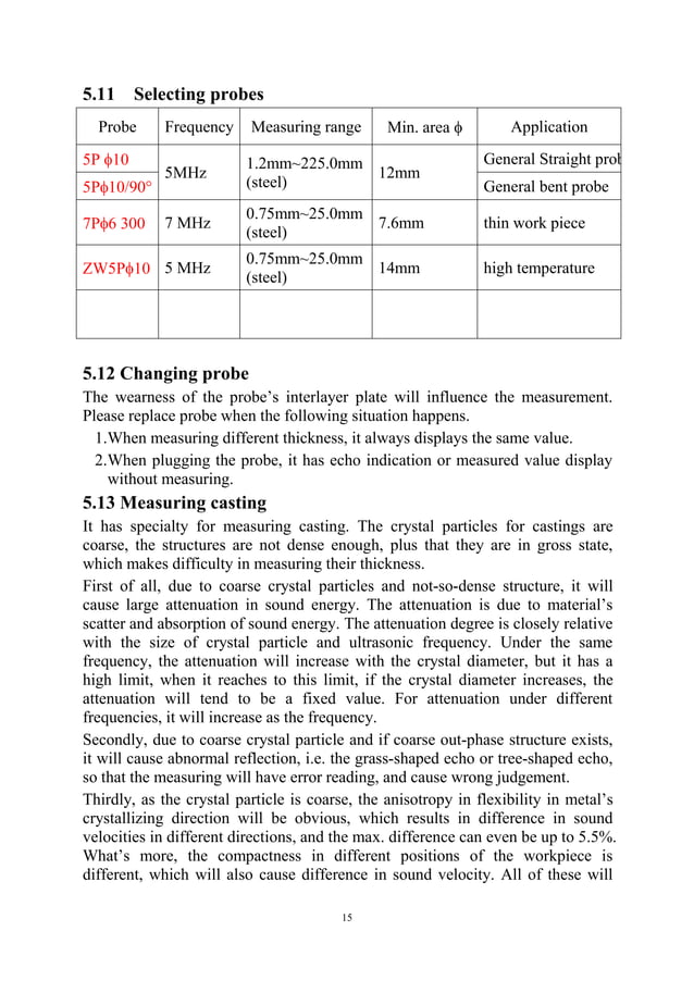 Ultrasonic Thickness Gauge Instruction Manual | PDF