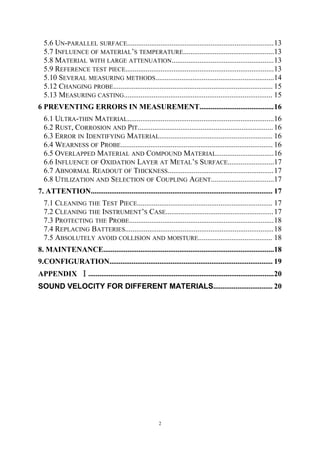 Ultrasonic Thickness Gauge Instruction Manual | PDF