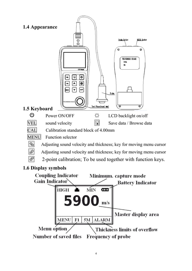 Ultrasonic Thickness Gauge Instruction Manual | PDF