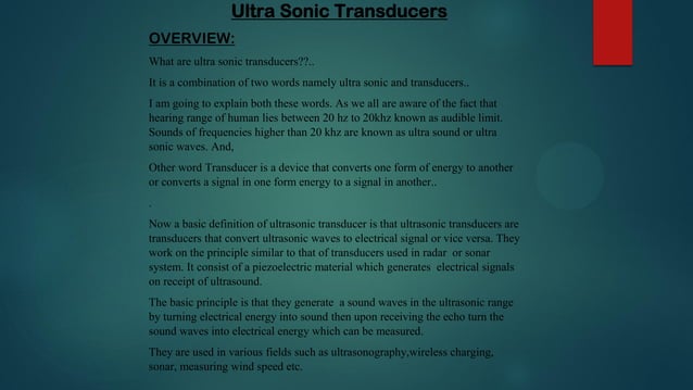 Ultrasonic transducer for the measurement of physical quantities | PPT
