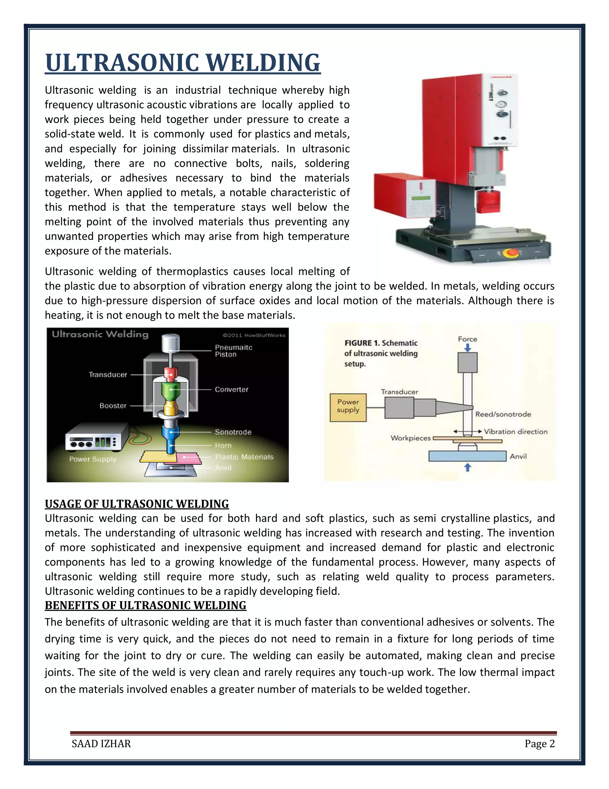 Ultrasonic welding machine report BY saad izhar | PDF