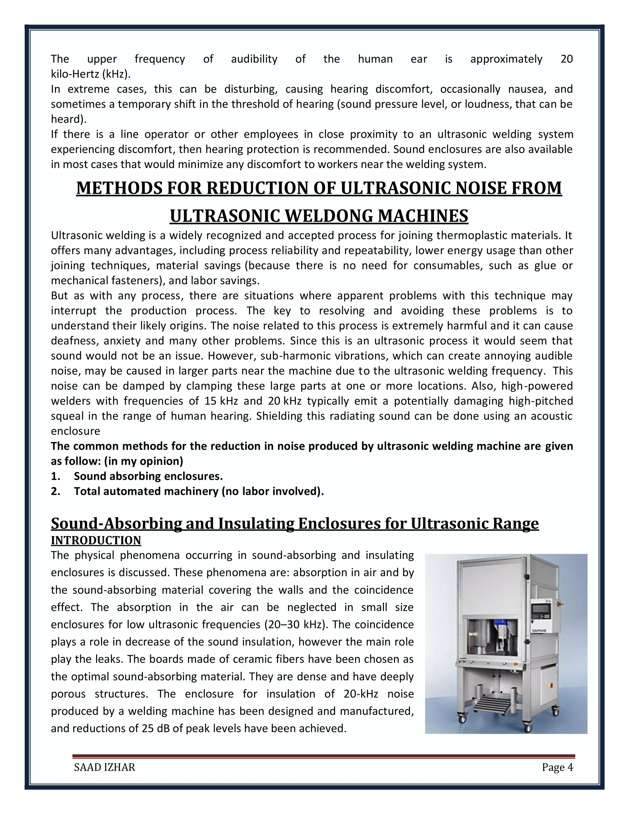 Ultrasonic welding machine report BY saad izhar | PDF