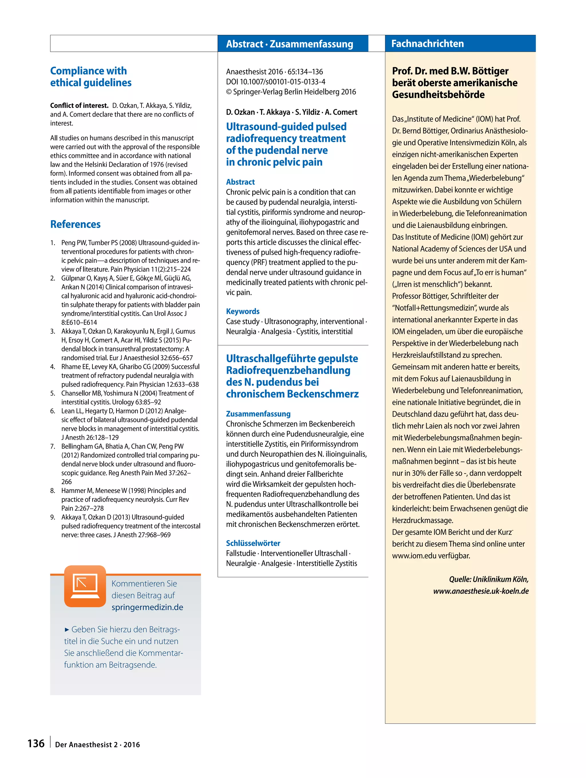 Ultrasound guided pulsed radiofrequency treatment of the pudendal nerve in chronic pelvic pain | PDF