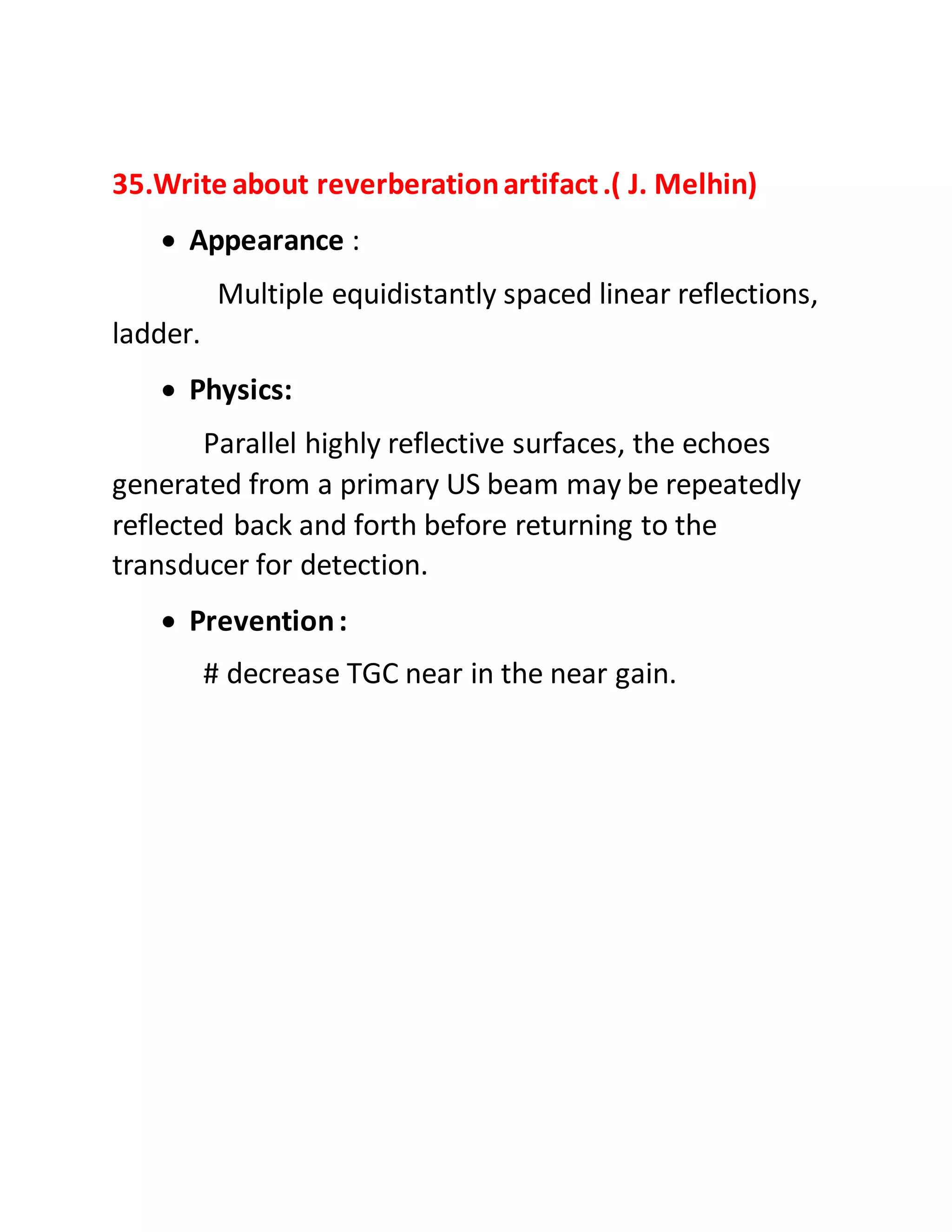 Ultrasound assignment 3 mark question and answer | DOCX