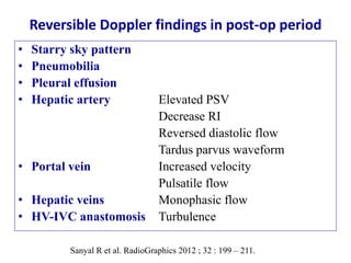 Ultrasound & doppler ultrasound in liver transplantation | PPTX