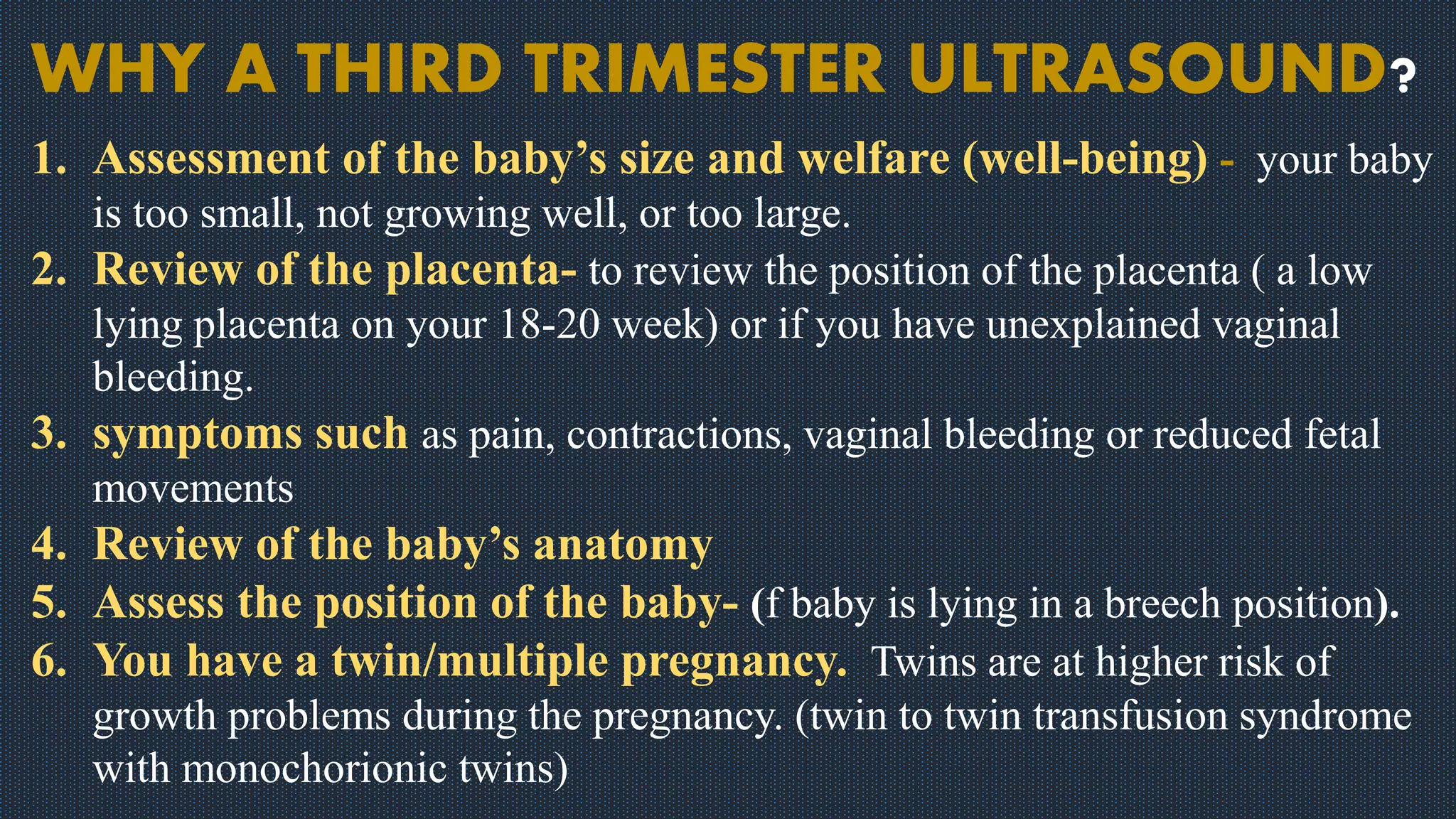 Ultrasound examination of the third trimester of pregnancy | PPTX