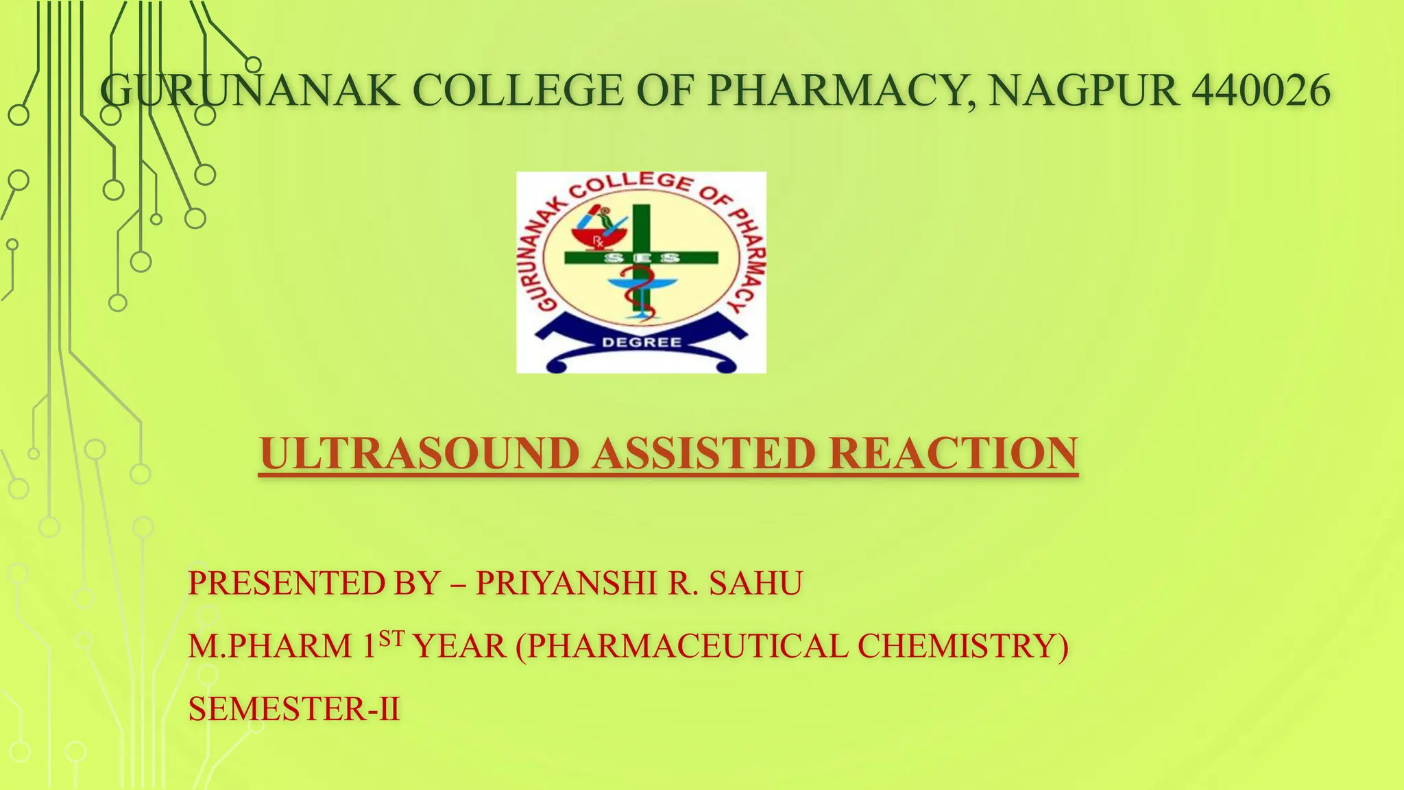 Ultrasound Assisted Reaction from Advanced organic chemistry of M.pharm ...