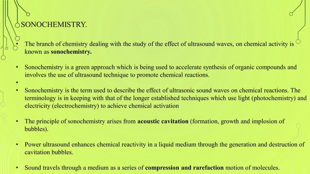 Ultrasound Assisted Reaction from Advanced organic chemistry of M.pharm ...