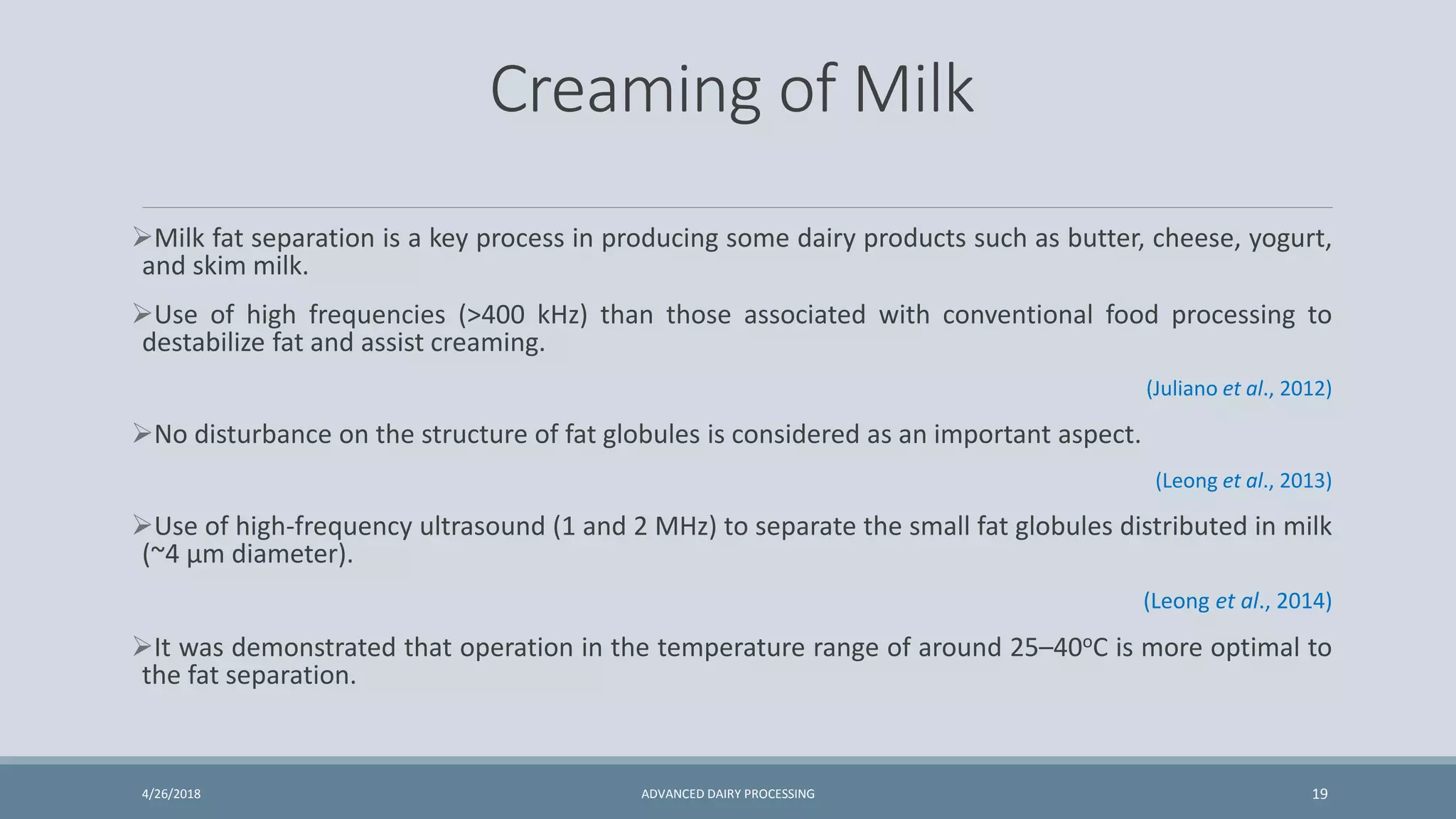 Ultrasound processing in dairy industry | PDF