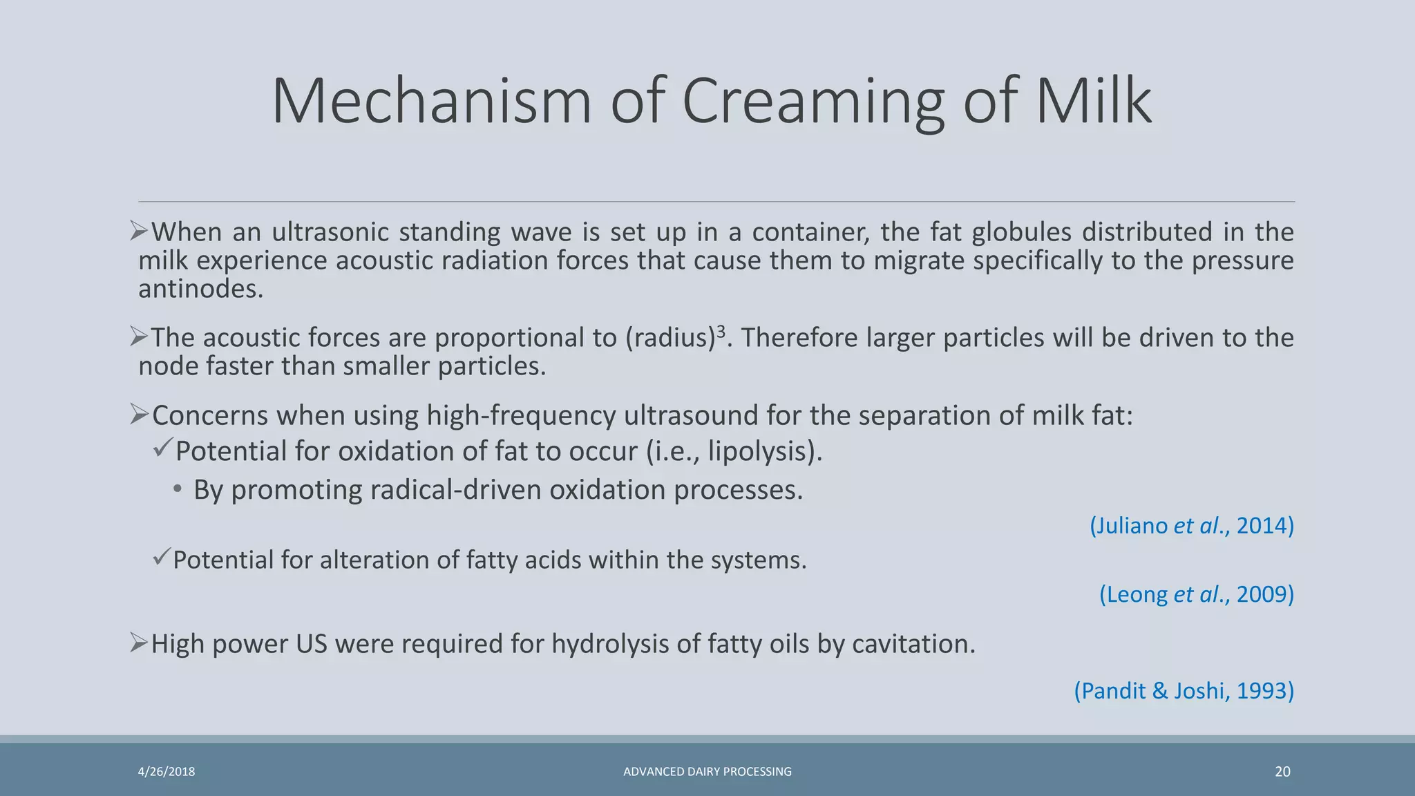 Ultrasound processing in dairy industry | PDF
