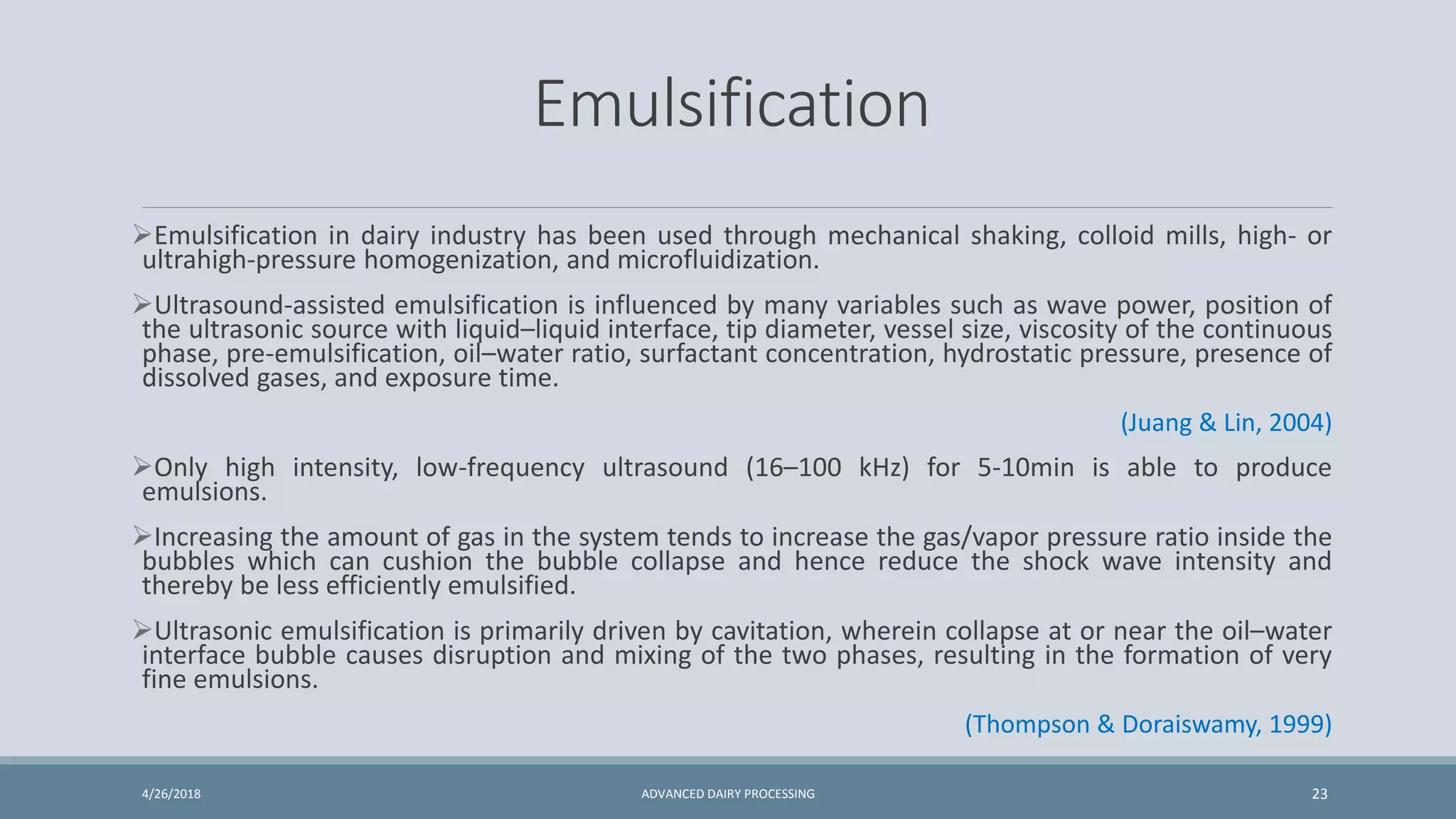 Ultrasound processing in dairy industry | PDF