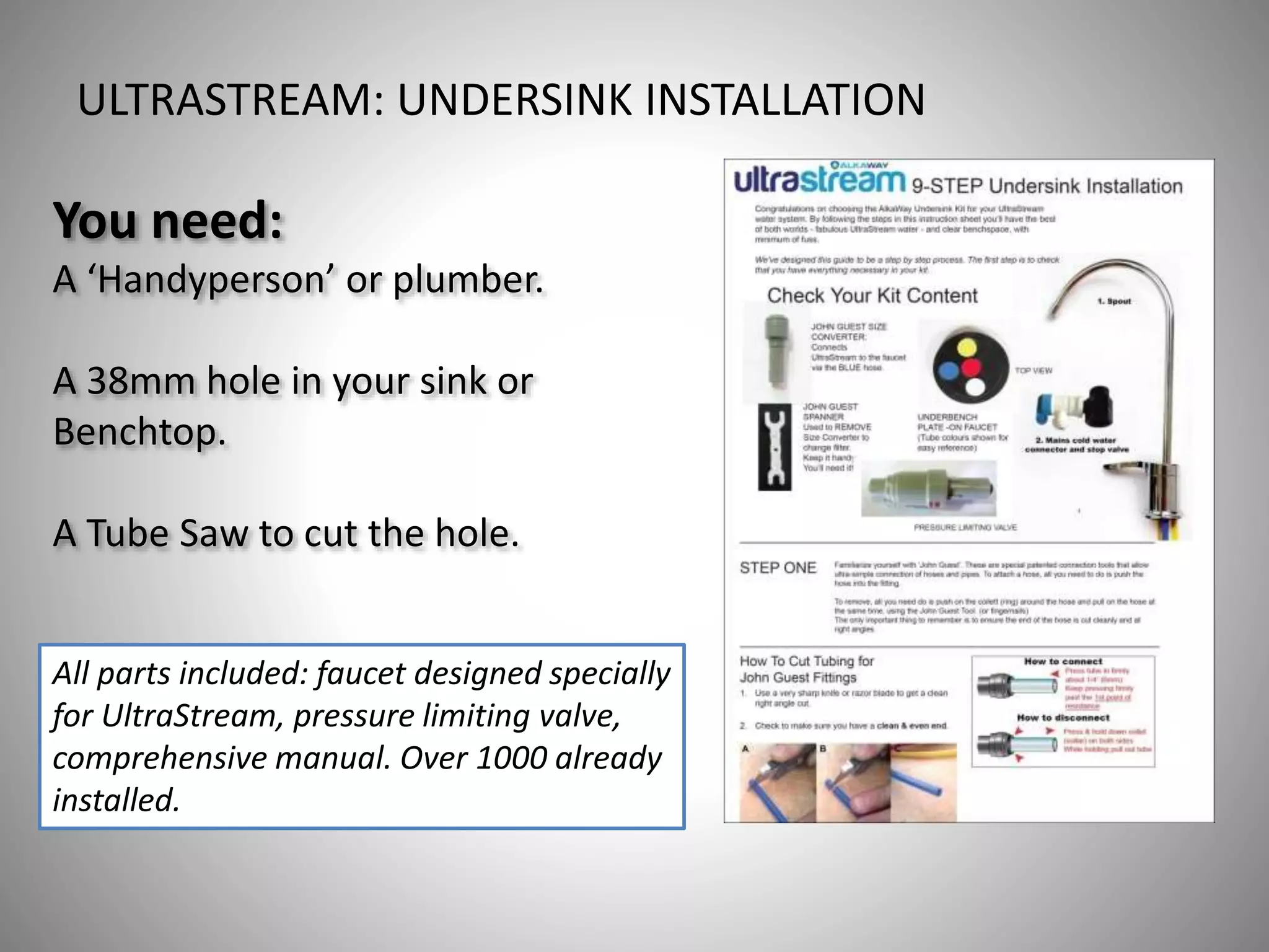 Ultra stream Hydrogen water system installation presentation | PPT
