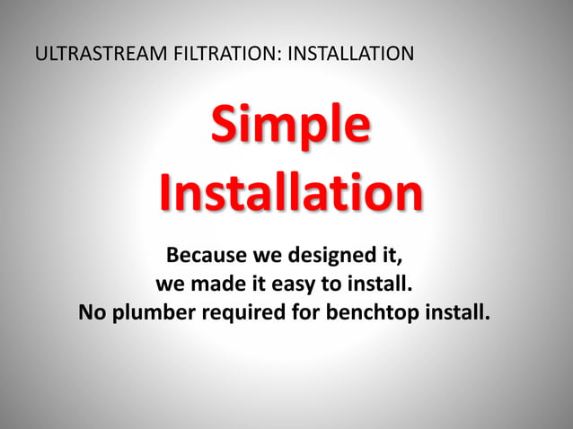 Ultra stream Hydrogen water system installation presentation | PPT