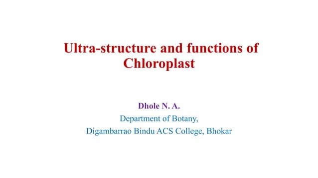 Ultrastructure and functions of Chloroplast.pptx | Biological Sciences | Science