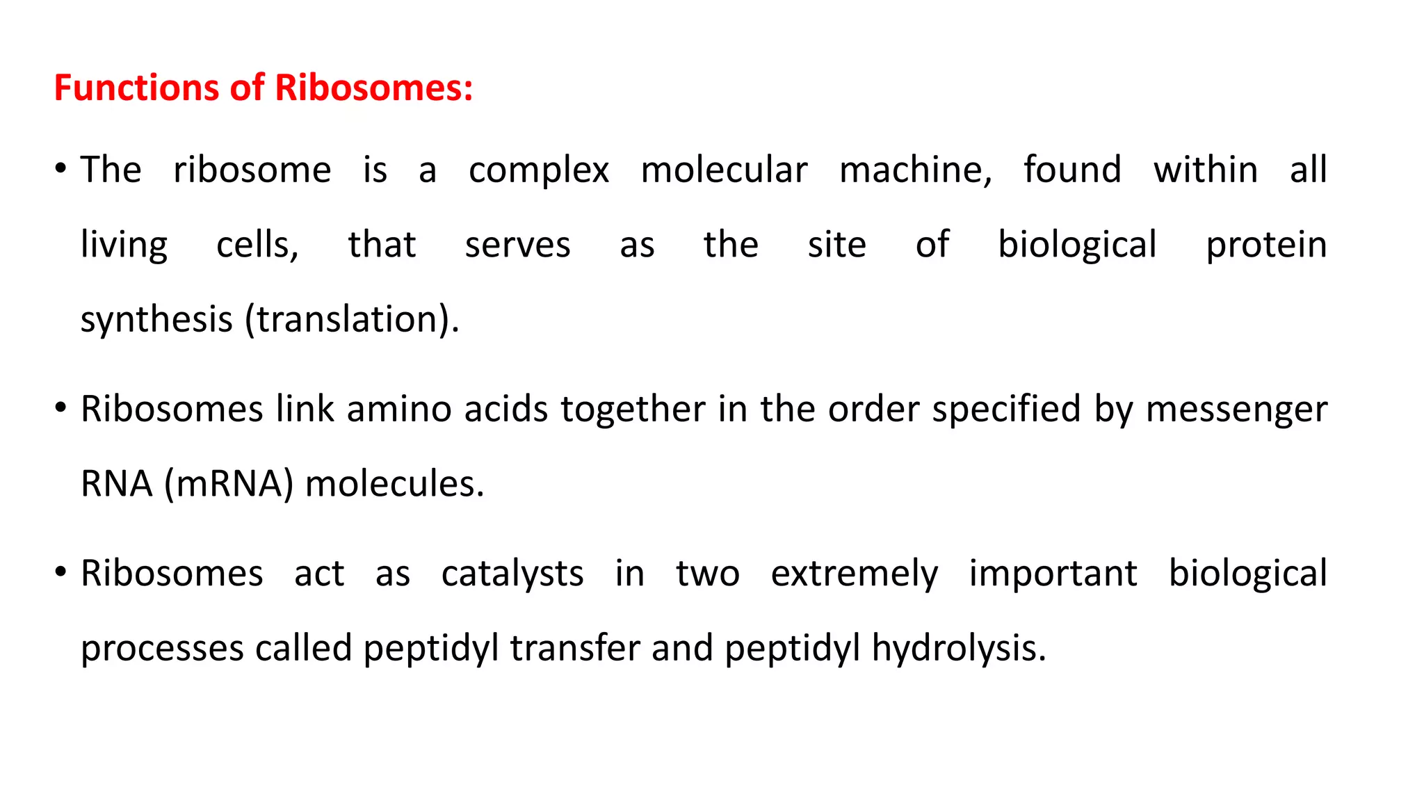 Ultra-structure of Ribosomes and functions | PPTX