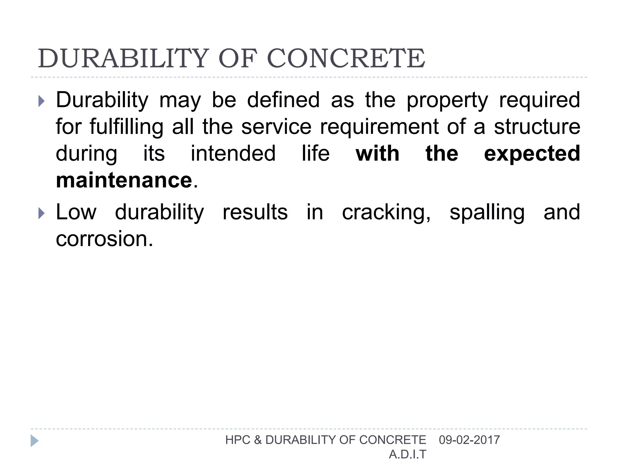 High Performance Concrete & Durability of Concrete | PPT