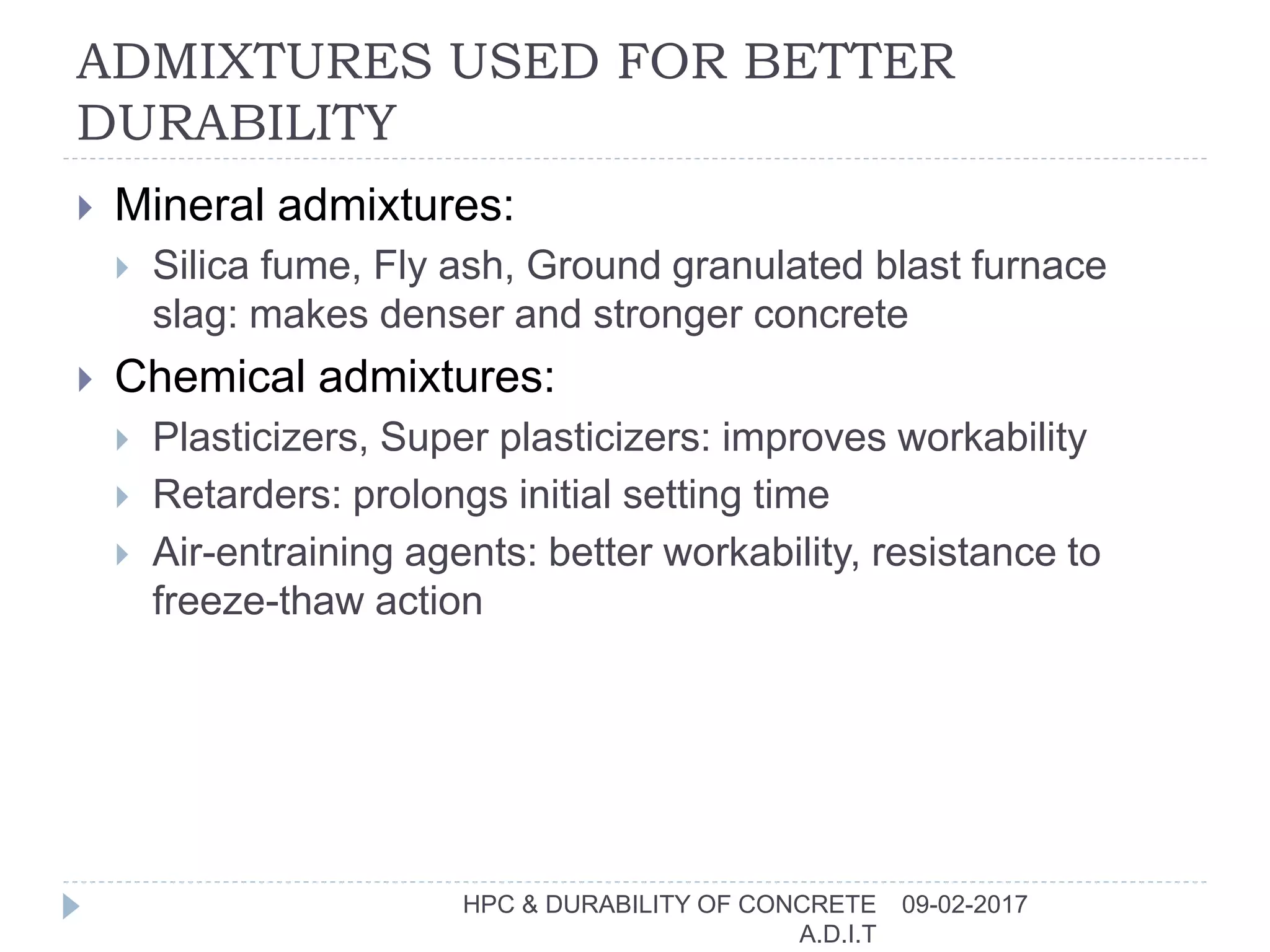 High Performance Concrete & Durability of Concrete | PPT