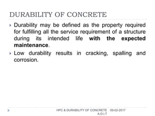 High Performance Concrete & Durability of Concrete | PPT