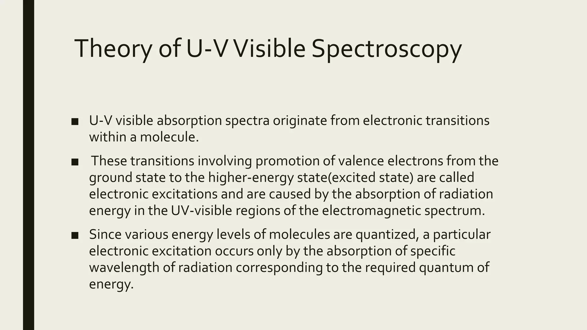Ultraviolet (uv) and visible spectroscopy ppt | PPTX