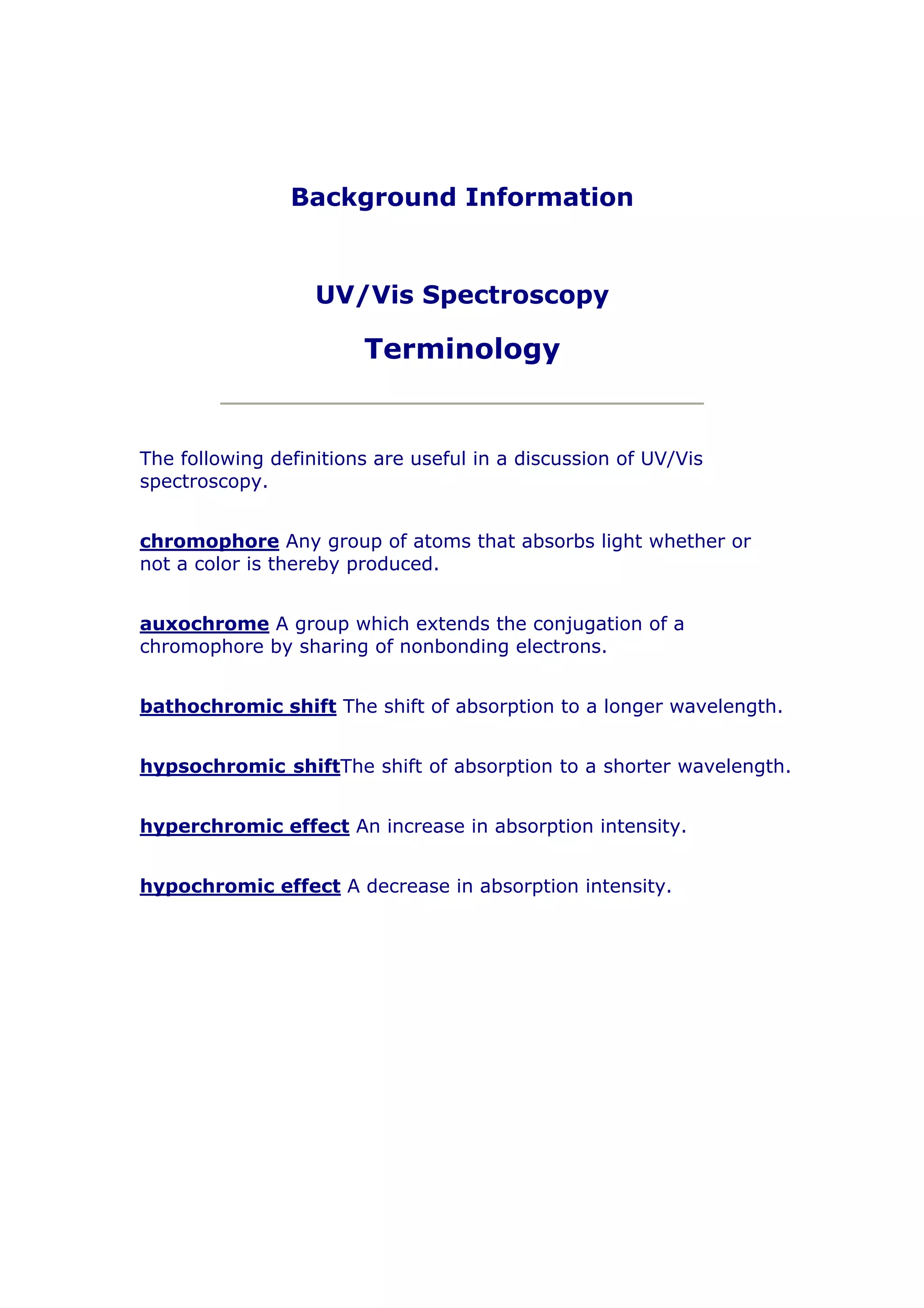 Ultraviolet visible spectroscopy | PDF