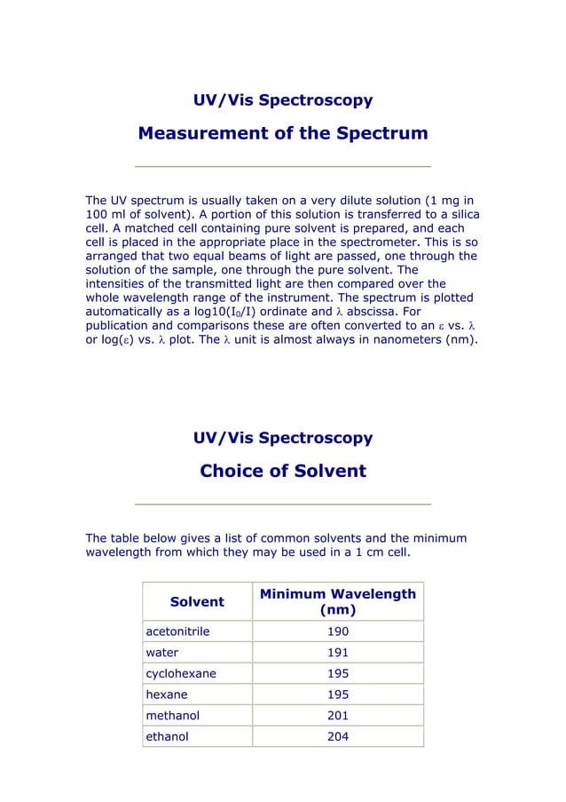 Ultraviolet visible spectroscopy | PDF