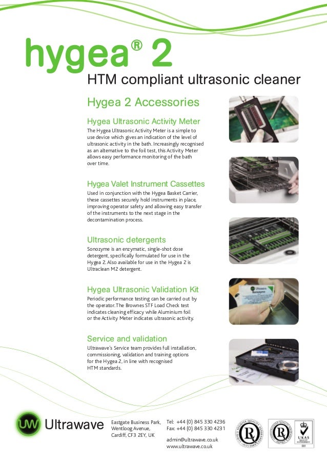 Ultrawave Hygea 2 brochure - HTM compliant ultrasonic cleaner