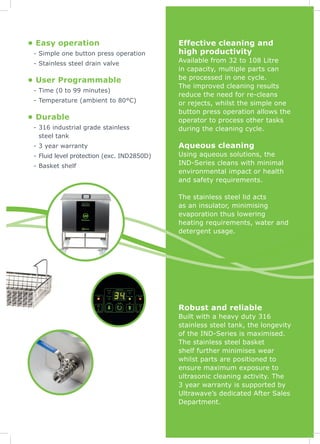 Ultrawave IND-Series Ultrasonic Cleaners | PDF