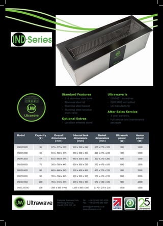 Ultrawave IND-Series Ultrasonic Cleaners | PDF