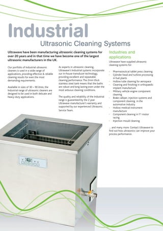 Ultrawave industrial ultrasonic cleaners brochure | PDF
