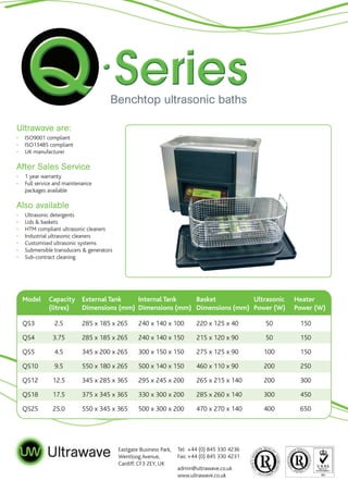 Ultrawave Q-Series ultrasonic baths | PDF