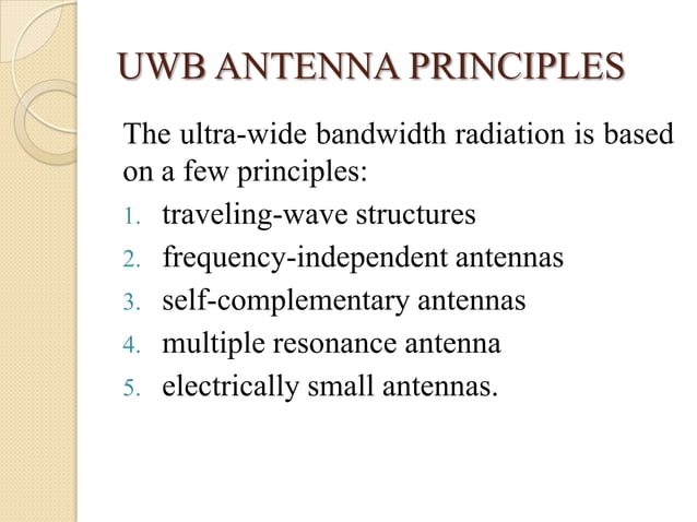Ultra wide band antenna | PPTX | Technology & Computing