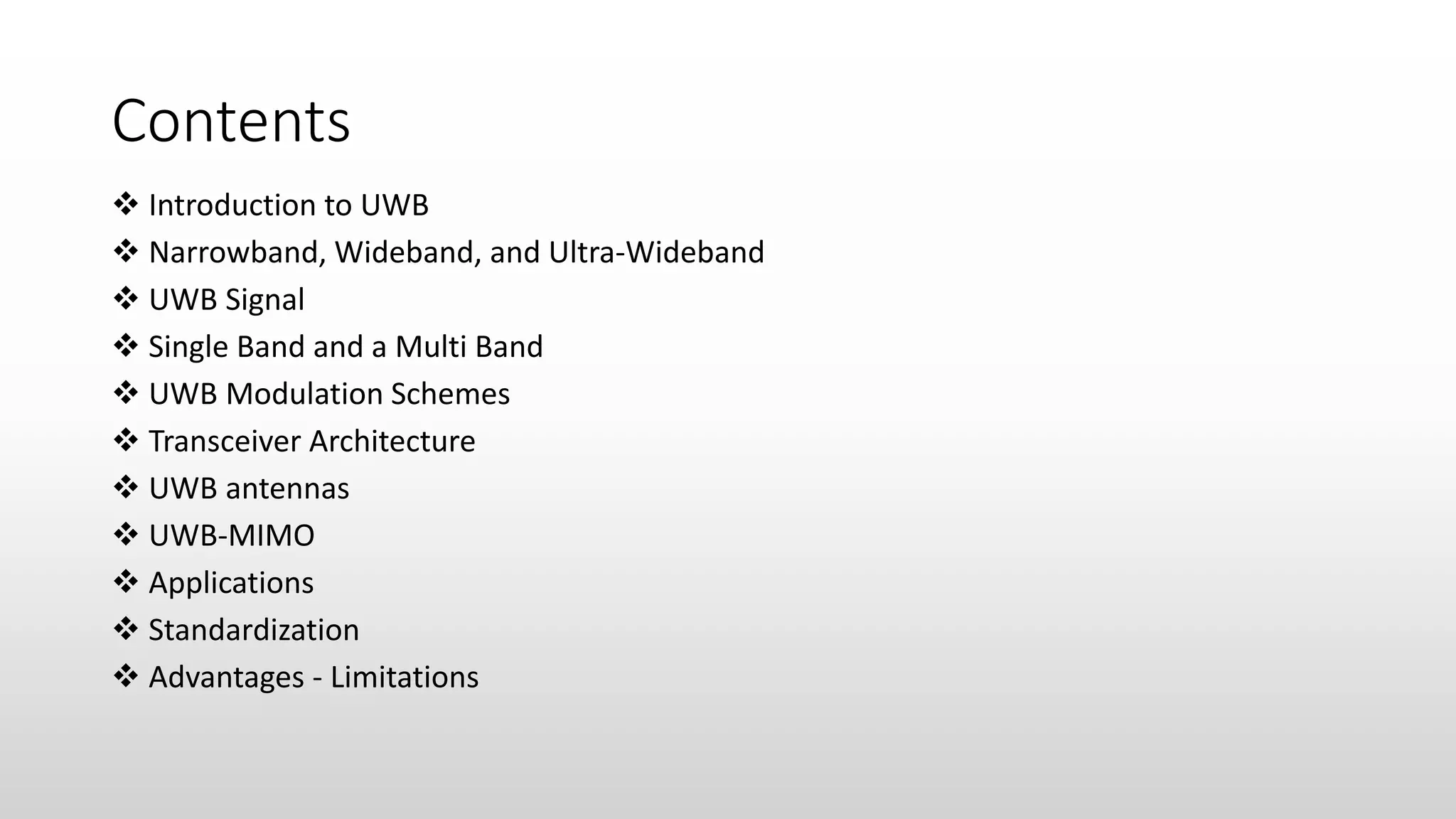 Ultra wideband technology (UWB) | PPTX
