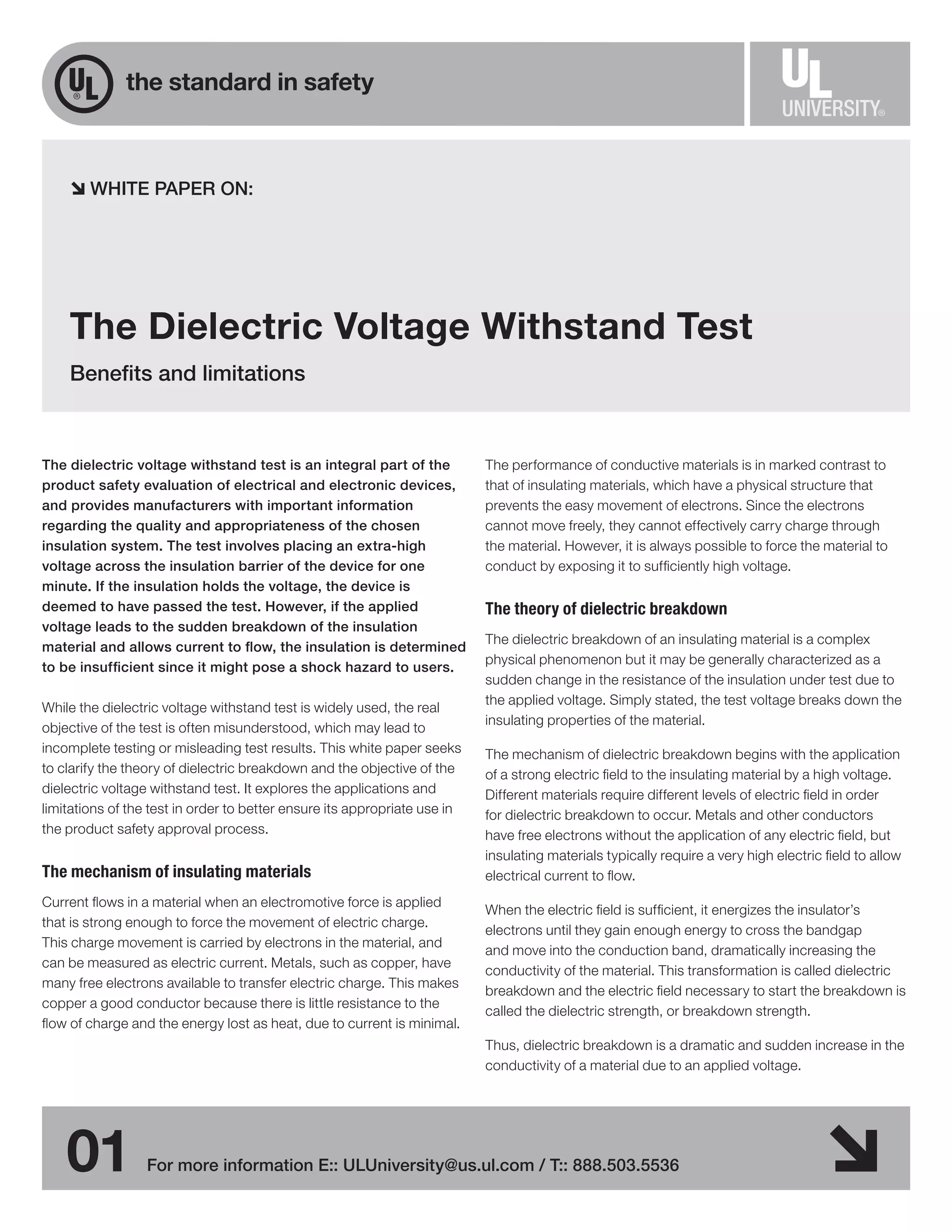 UL White Paper Dielectric Voltage Withstand Test | PDF