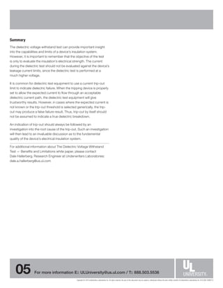 UL White Paper Dielectric Voltage Withstand Test | PDF