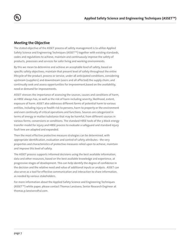 Applied Safety Science and Engineering Techniques (ASSET) | PDF