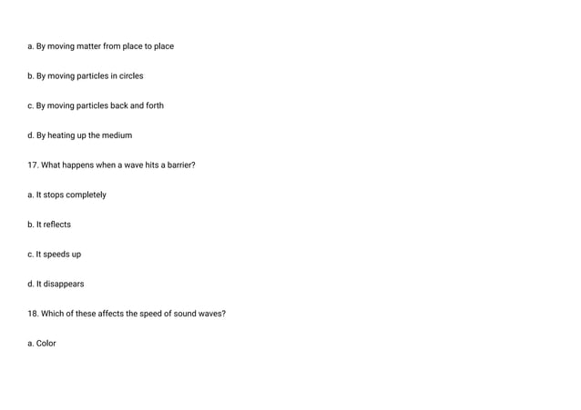 Questions on wave for grade 6 science student | PDF