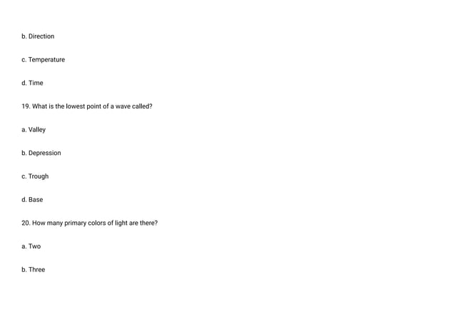 Questions on wave for grade 6 science student | PDF