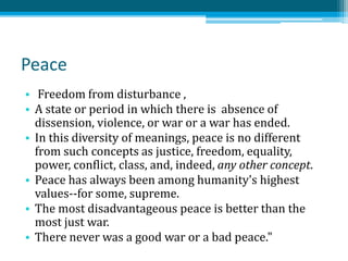 Peace and Sustainability • Understanding Peace and Conflict | PPT