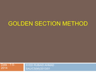 Golden Section method | PPTX